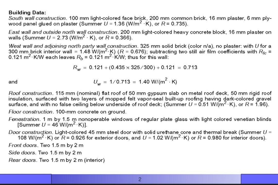 Solved Cooling load calculation of small office building. A | Chegg.com