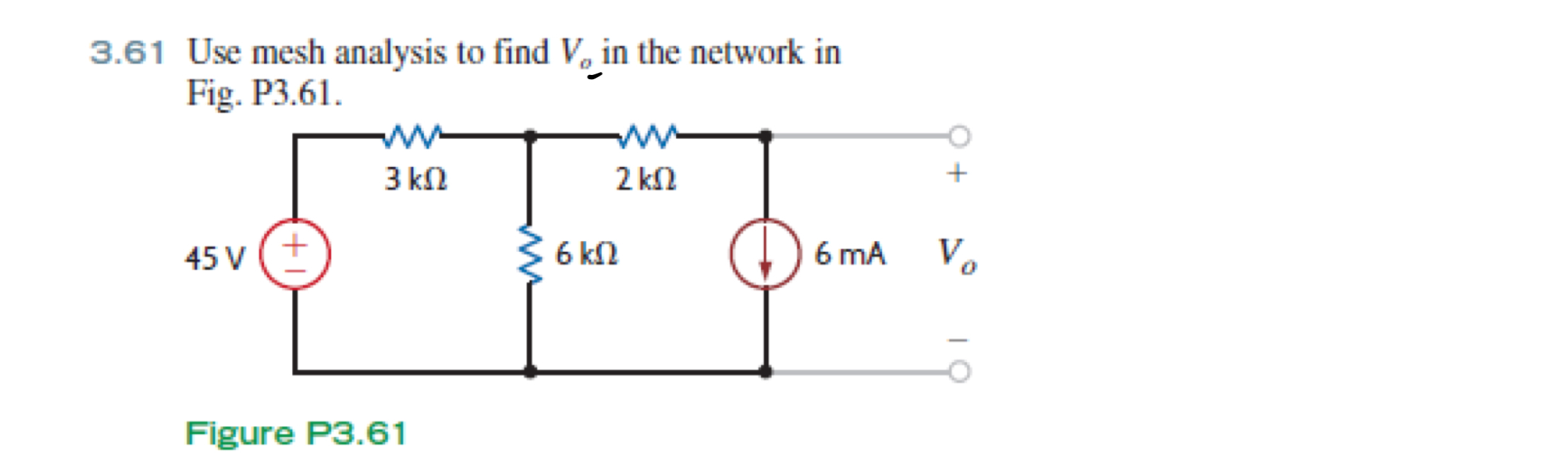 Solved How to solve 3.61 ﻿Use mesh analysis to find Vo ﻿in | Chegg.com