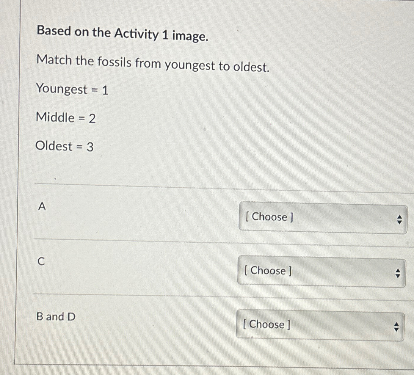 Solved Based on the Activity 1 ﻿image.Match the fossils from | Chegg.com