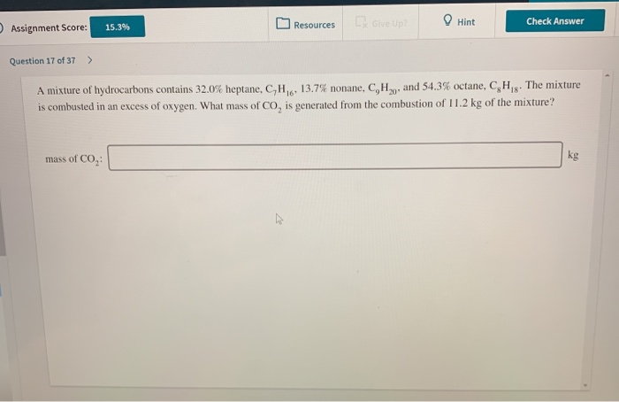 Solved Assignment Score: Resources Hint 15.3% Give Up Check | Chegg.com