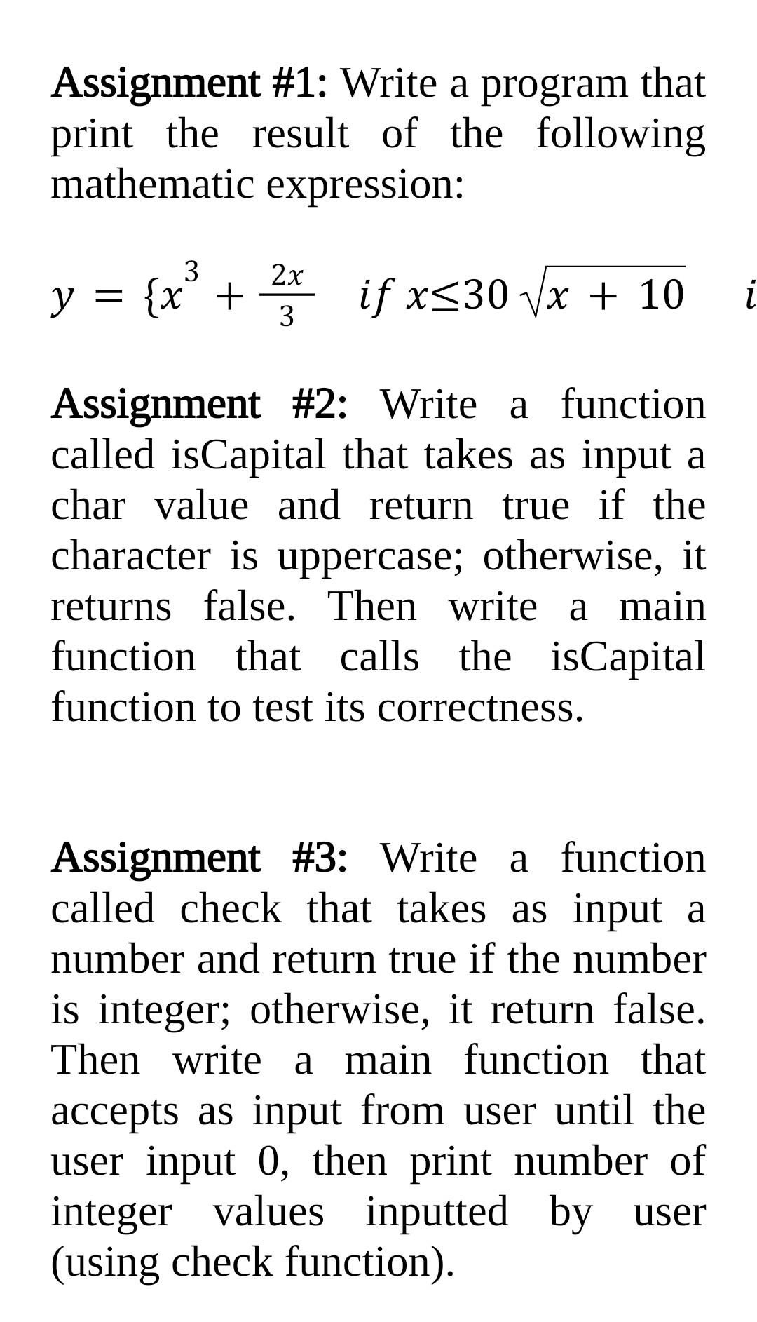 Solved Assignment #1: Write a program that print the result | Chegg.com
