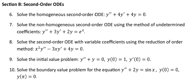 Solved Section B Second Order Odes6 solve The Homogeneous