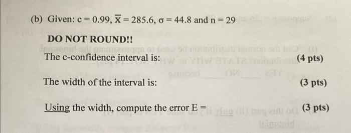Solved 11 Use The Invnorm Command To Find Zα 3 Pts Each