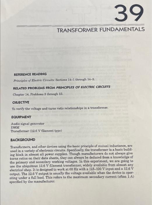39 TRANSFORMER FUNDAMENTALS REFERENCE READING | Chegg.com