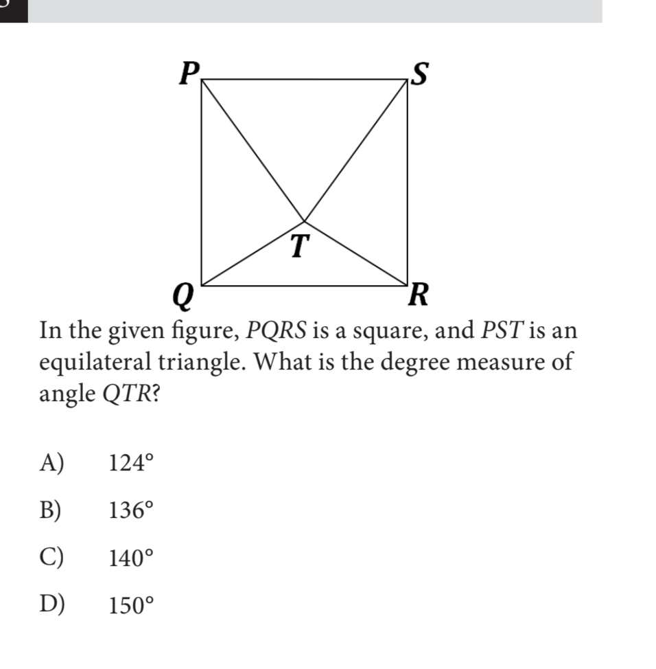 Solved In the given figure, PQRS ﻿is a square, and PST ﻿is | Chegg.com