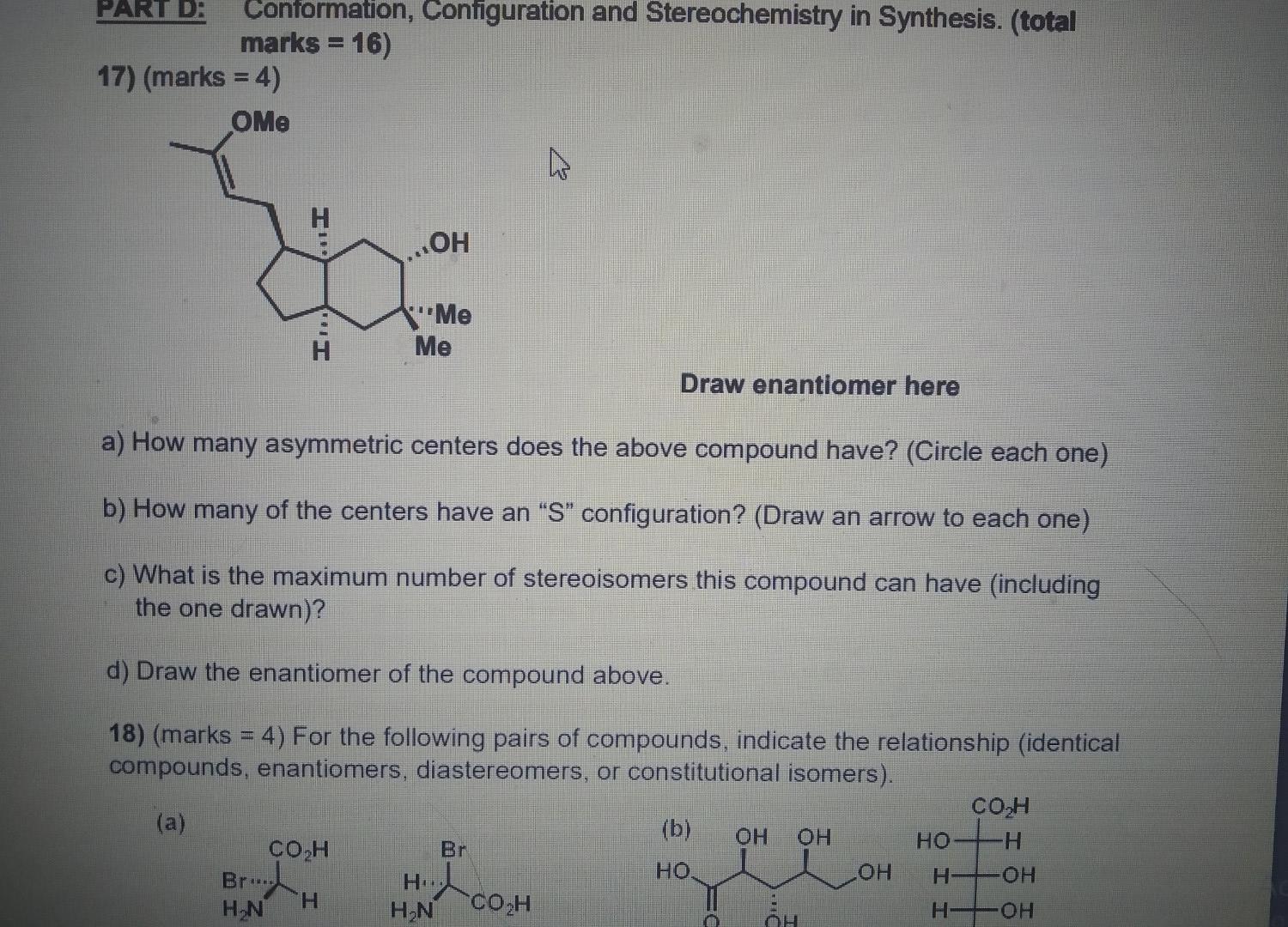 Solved PART D: Conformation, Configuration and | Chegg.com