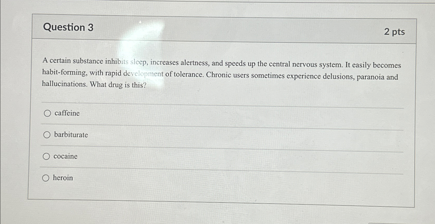 Solved Question 32 ﻿ptsA certain substance inhibits sleep, | Chegg.com