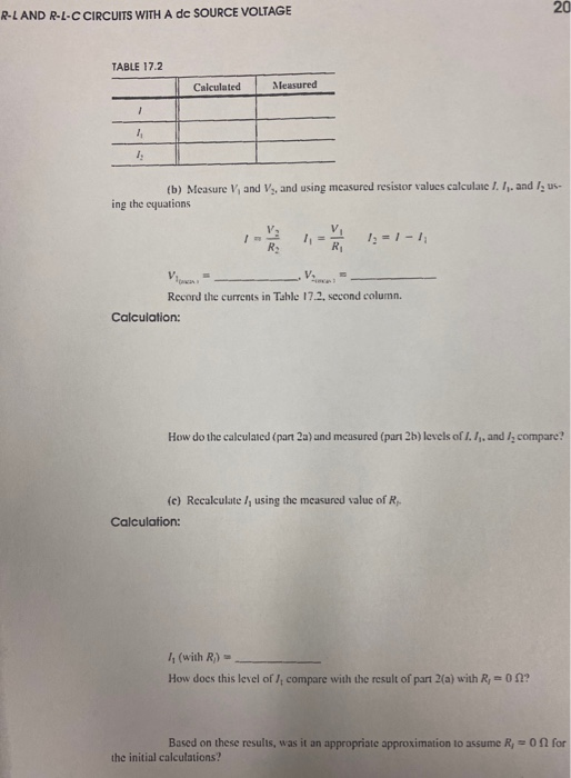 Part 2 Parallel R-L dc Circuit Construct the circuit | Chegg.com