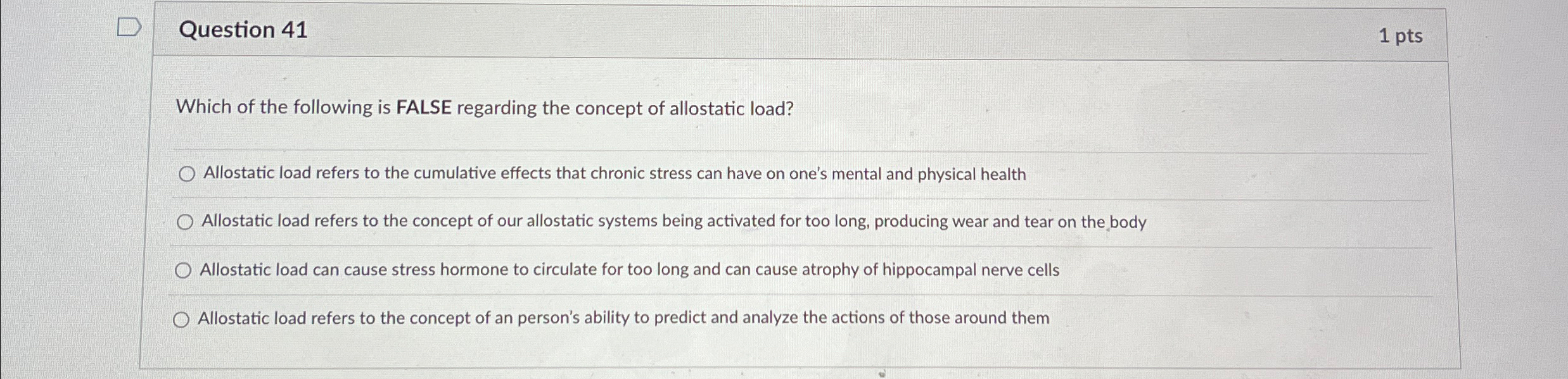 Solved Question 411 ﻿ptsWhich of the following is FALSE | Chegg.com