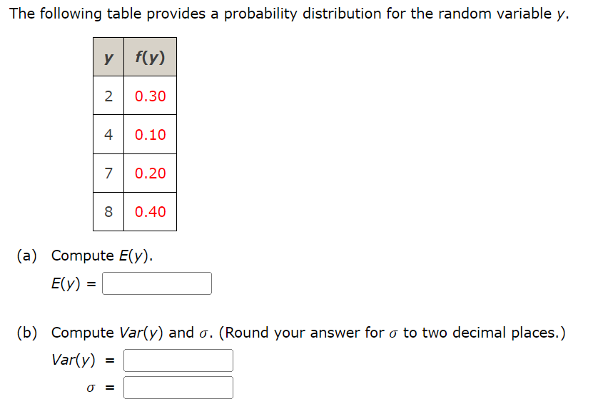 Solved The following table provides a probability | Chegg.com