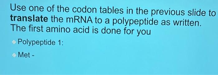 Solved Transcribe the mRNA sequence from DNA sequence 1 | Chegg.com