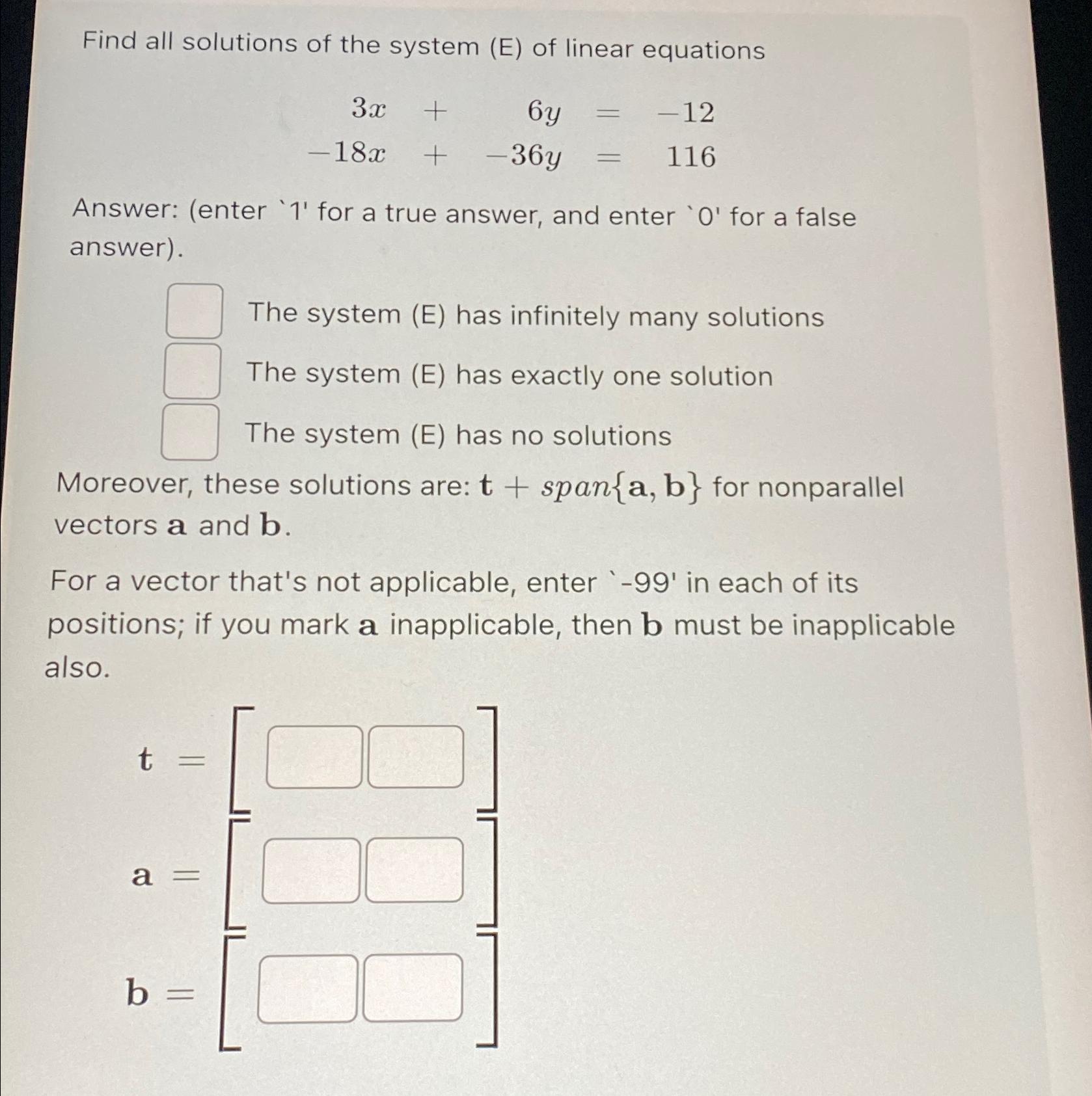 Solved Find all solutions of the system (E) ﻿of linear | Chegg.com