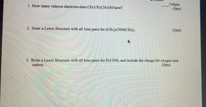 Solved 1. How many valence electrons does CH:CHCH2OH have? | Chegg.com