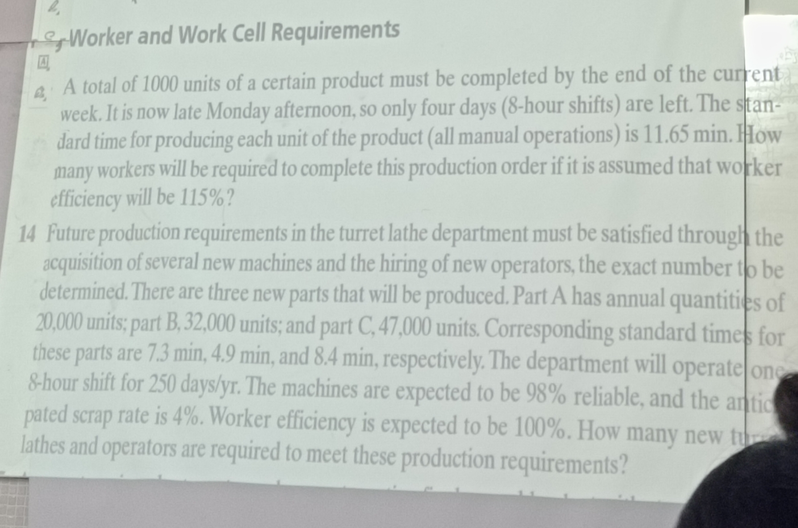 Solved Worker and Work Cell Requirements(. ﻿A total of 1000 | Chegg.com