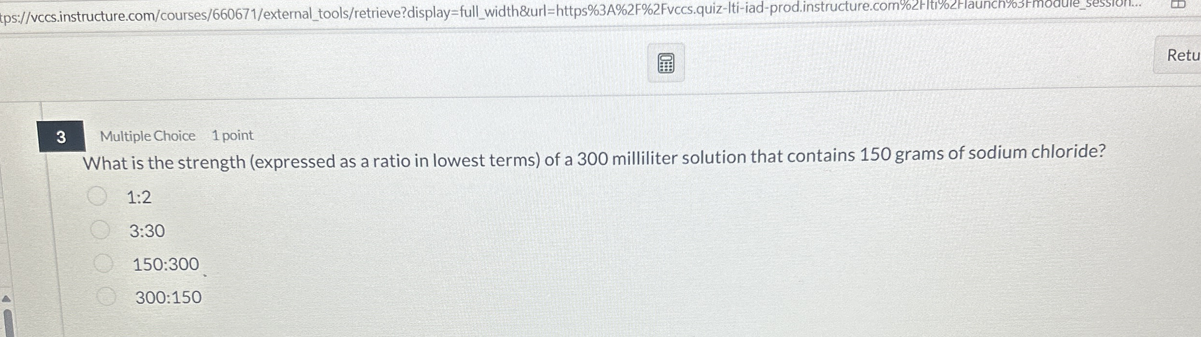 Solved Retu3 ﻿Multiple Choice 1 ﻿pointWhat is the strength | Chegg.com