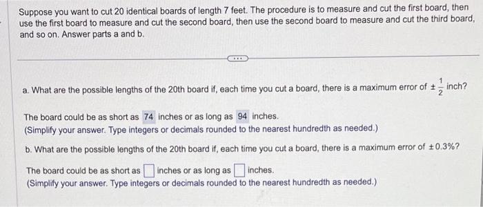 Solved Suppose you want to cut 20 identical boards of length | Chegg.com