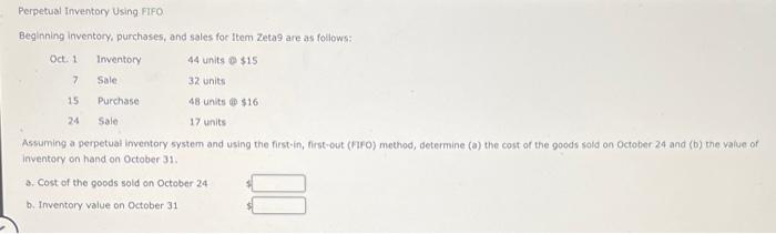 Solved Perpetual inventory Using FIFO Beginning inventory, | Chegg.com