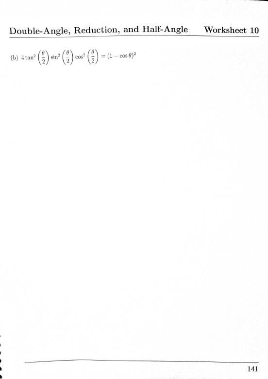 Solved Double-Angle, Reduction, and Half-Angle Worksheet 10 | Chegg.com