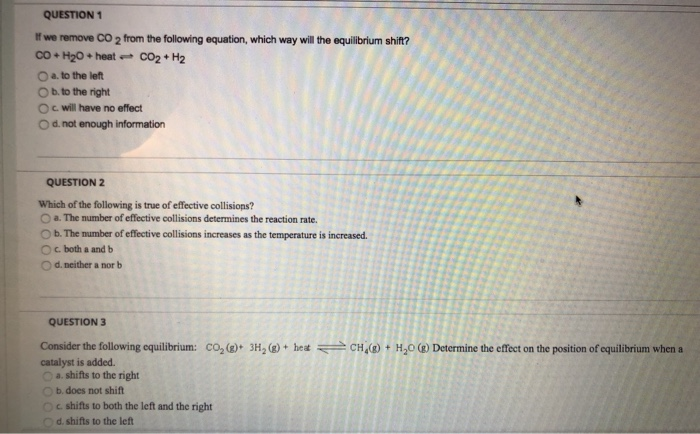 Solved QUESTION 1 If we remove CO2 from the following | Chegg.com