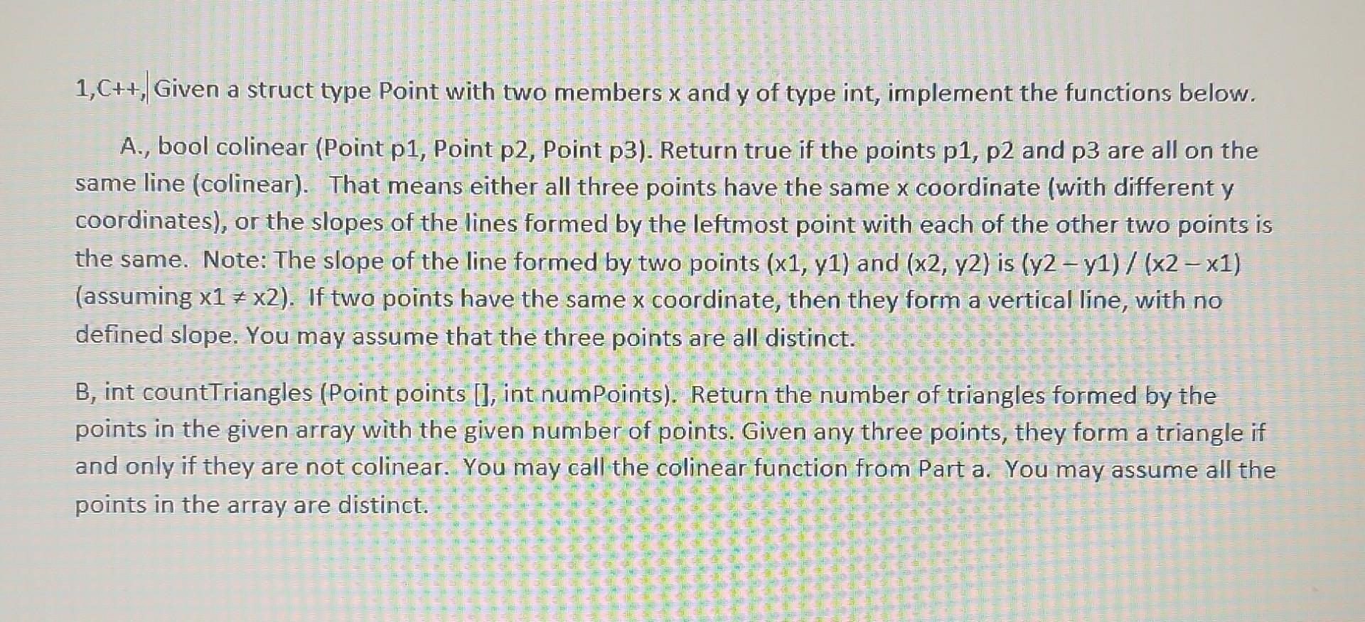 Solved 1,C++, Given a struct type Point with two members x | Chegg.com