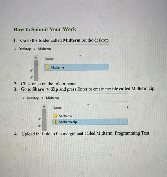 Solved Preparation 1. Create a folder called Midterm on the | Chegg.com