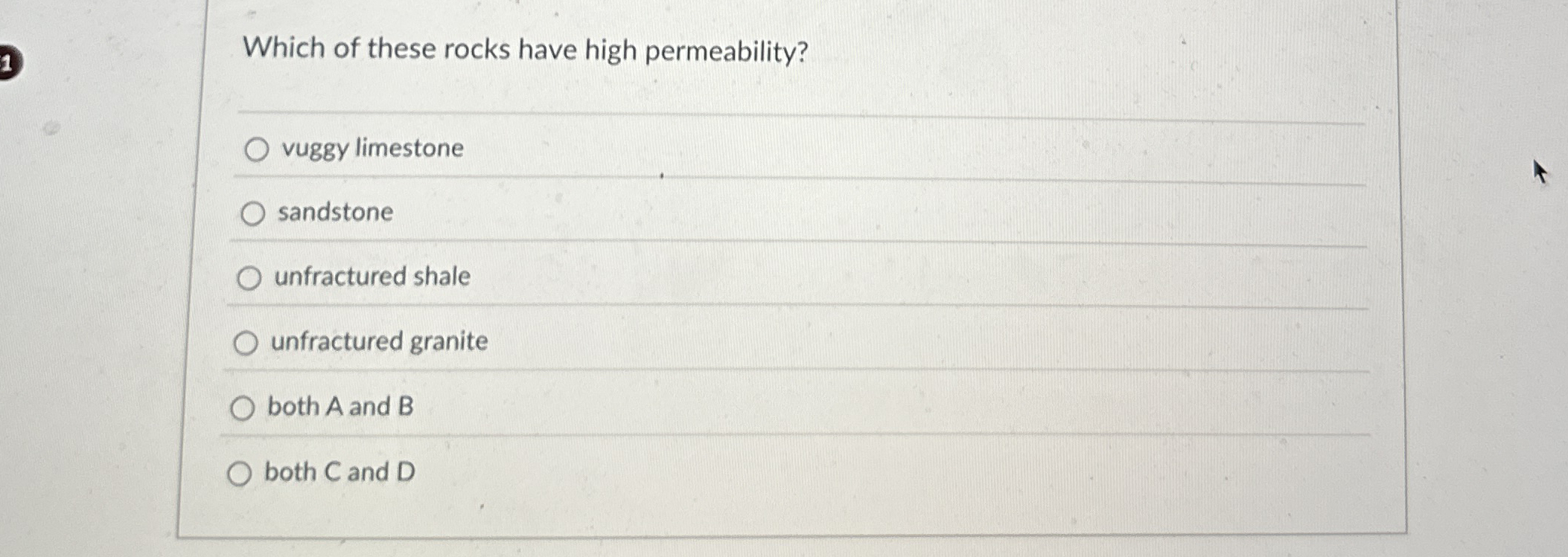 Solved Which of these rocks have high permeability?q,vuggy | Chegg.com
