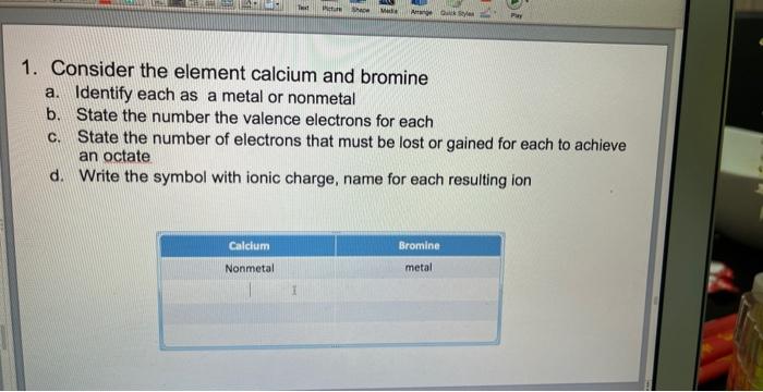 Solved 1. Consider the element calcium and bromine a. | Chegg.com