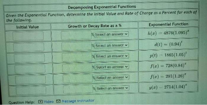 Solved Given the Exponential Function, determine the Initjal | Chegg.com