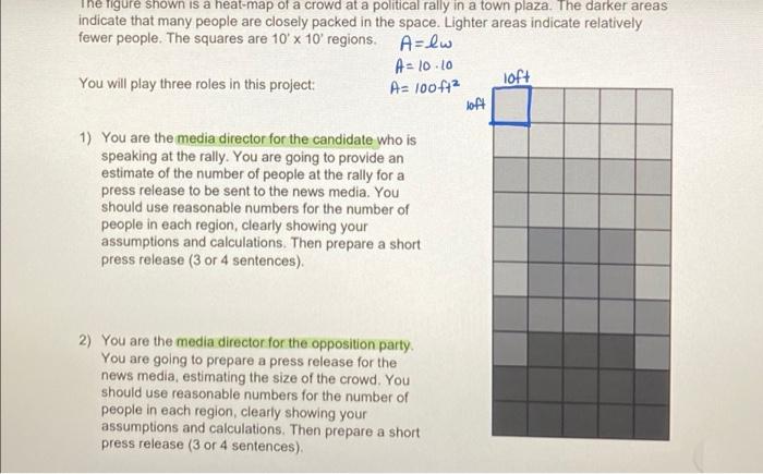 The figure shown is a heat-map of a crowd at a | Chegg.com