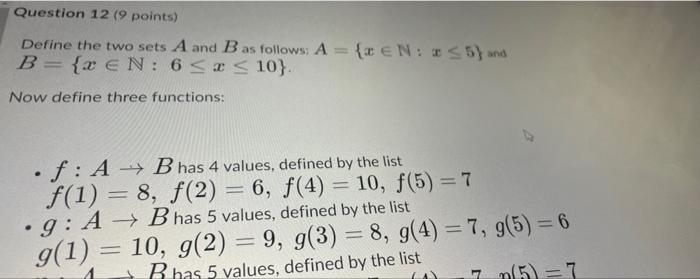 Solved Define the two sets A and B as follows: A={x∈N:x≤5} | Chegg.com