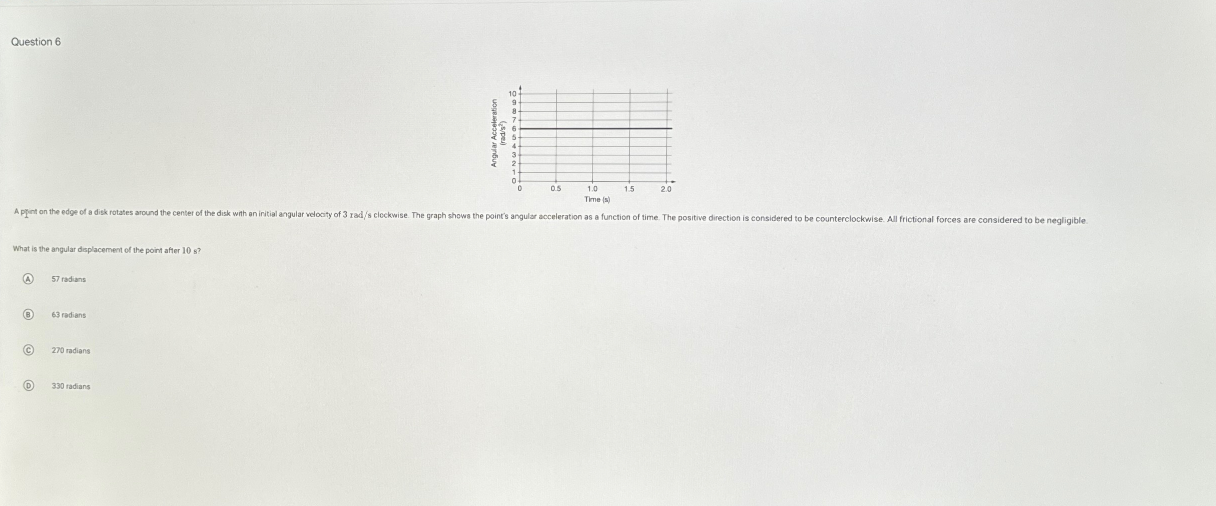 Solved Question 6What is the angular displacement of the | Chegg.com