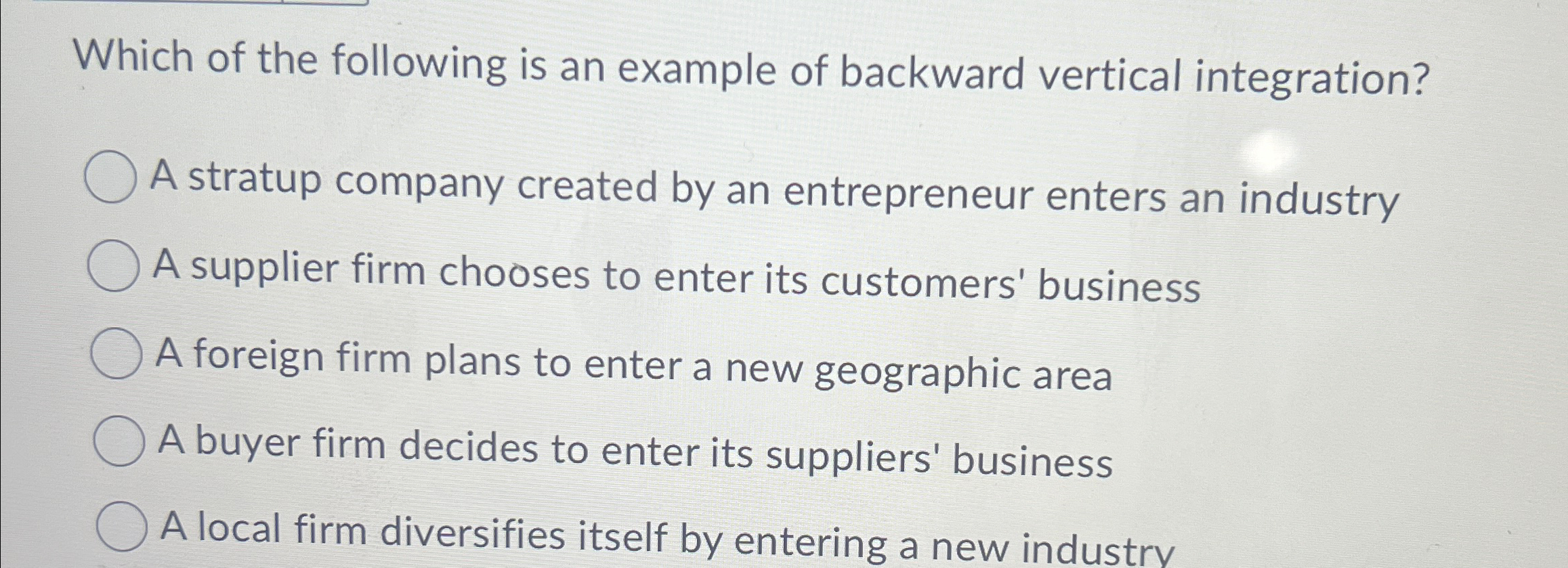 Solved Which of the following is an example of backward | Chegg.com