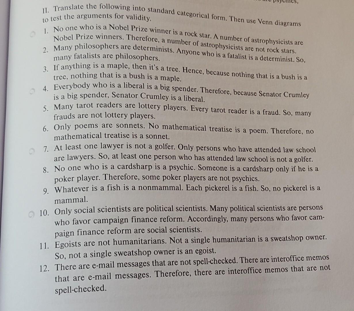 Solved II. Translate the following into standard categorical | Chegg.com