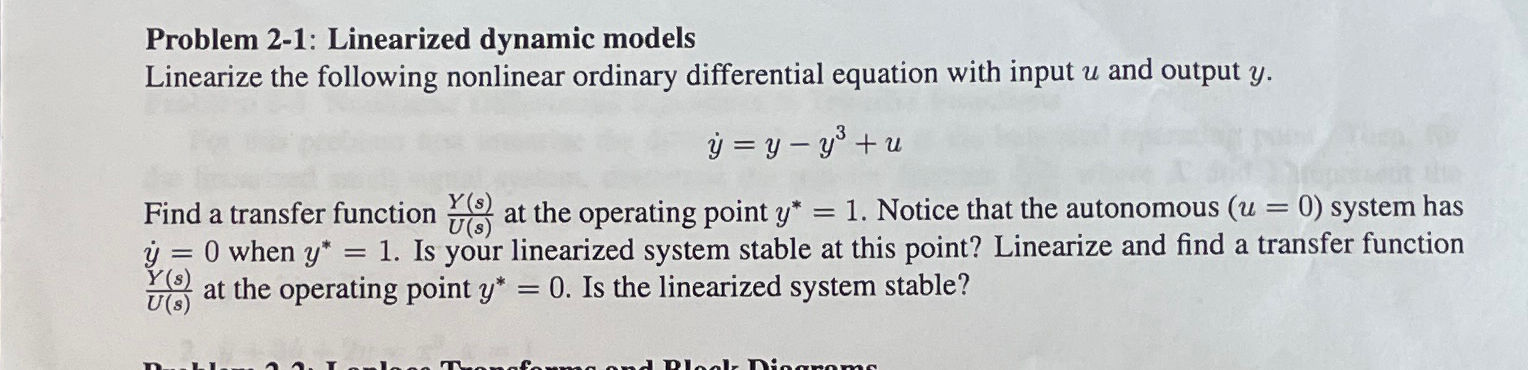Solved Problem 2 1 Linearized Dynamic Modelslinearize The