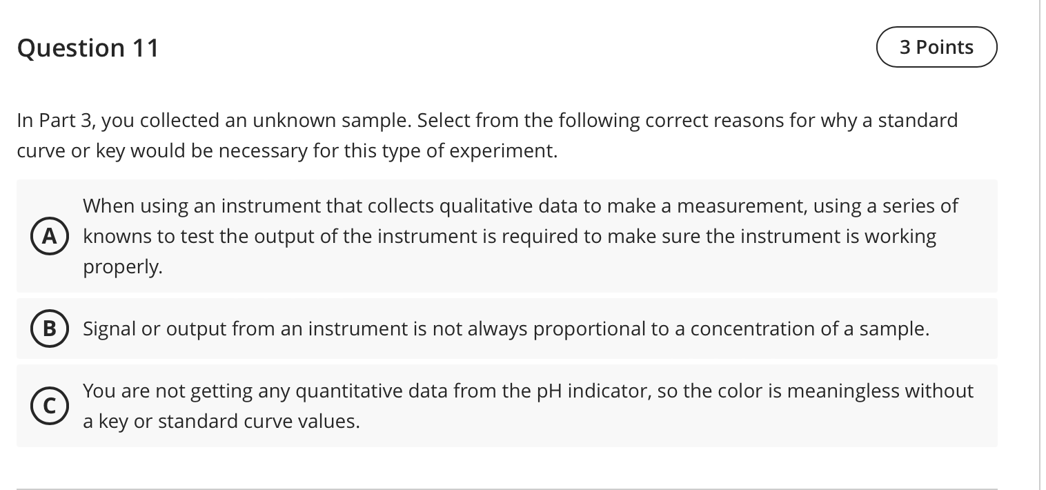 Solved Question 11In Part 3, ﻿you collected an unknown | Chegg.com