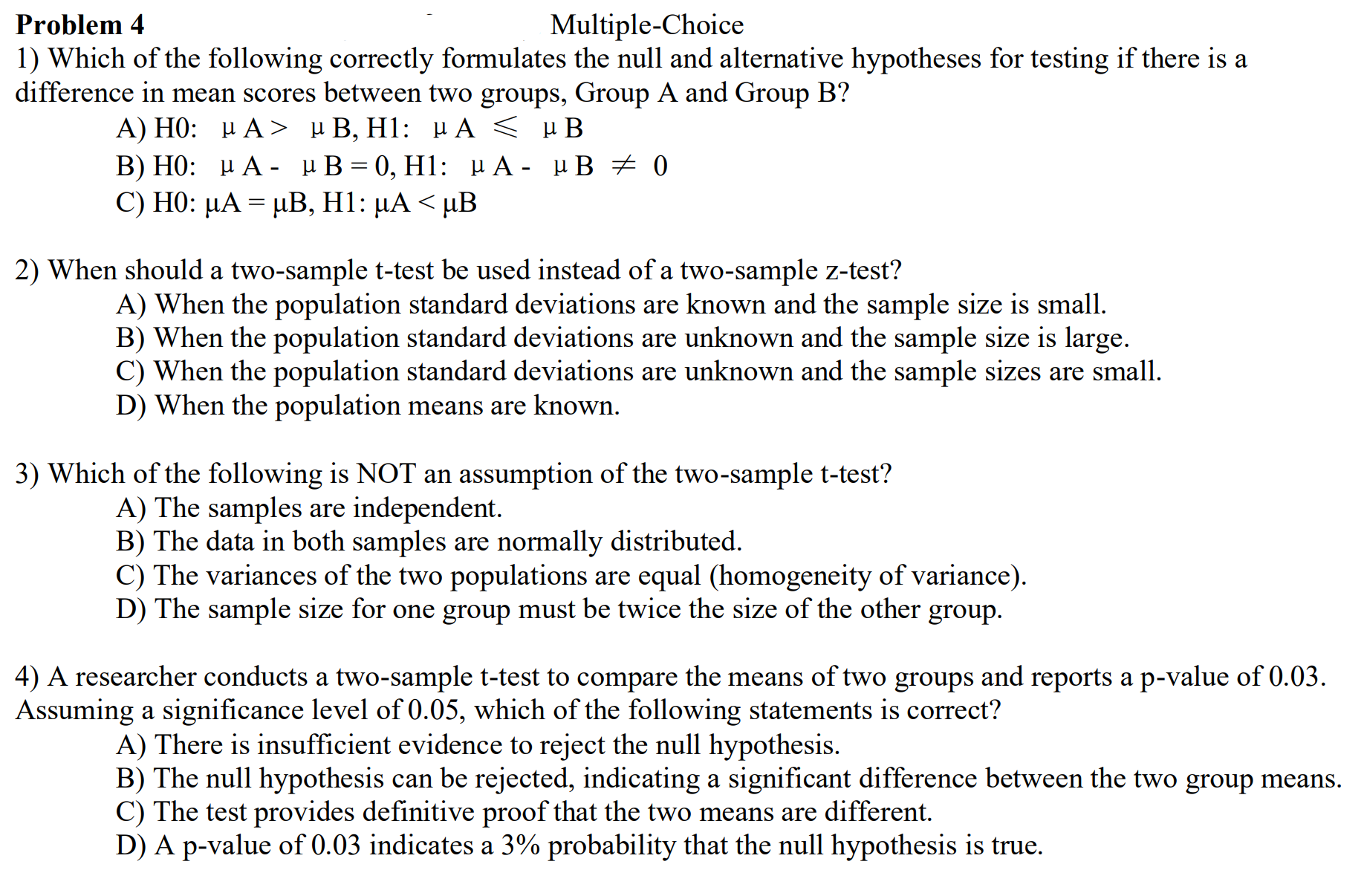 Solved Problem 4Multiple-ChoiceWhich of the following | Chegg.com