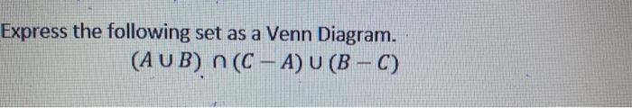 Solved Express the following set as a Venn Diagram. (AUB) n | Chegg.com