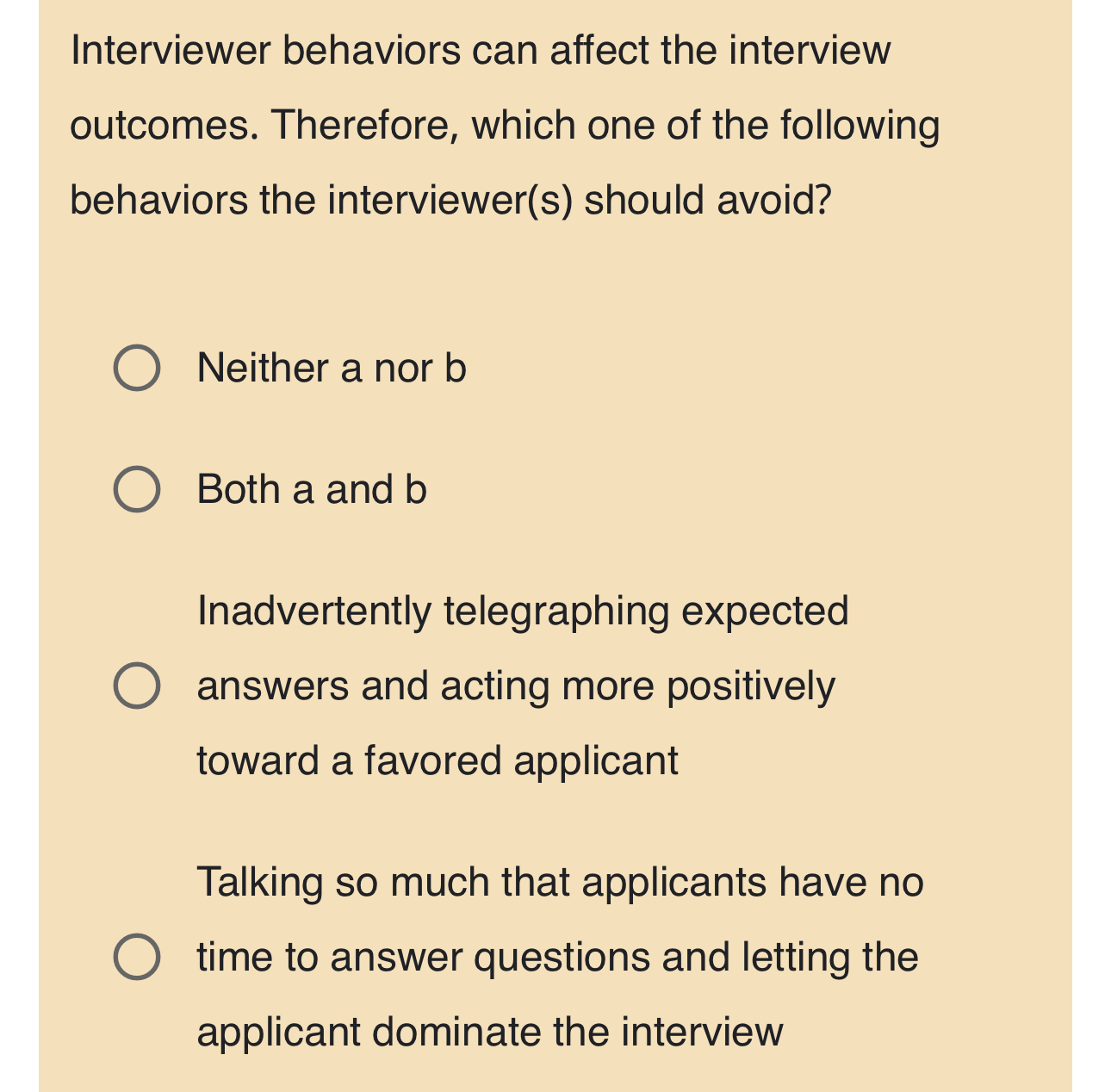 Solved Interviewer behaviors can affect the interview | Chegg.com