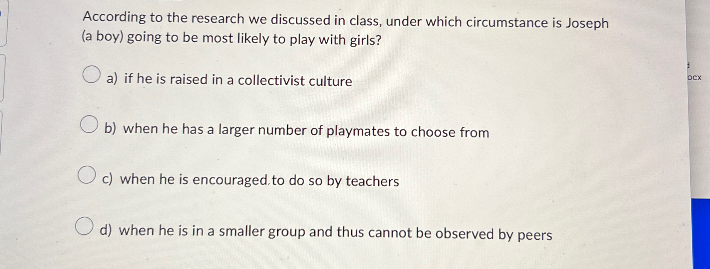 According to the research we discussed in class, | Chegg.com