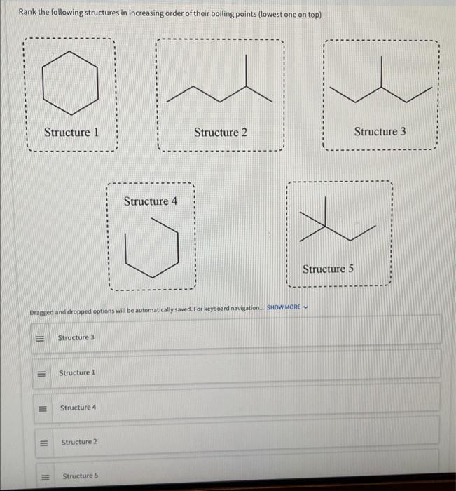 Solved Rank the following structures in increasing order of | Chegg.com