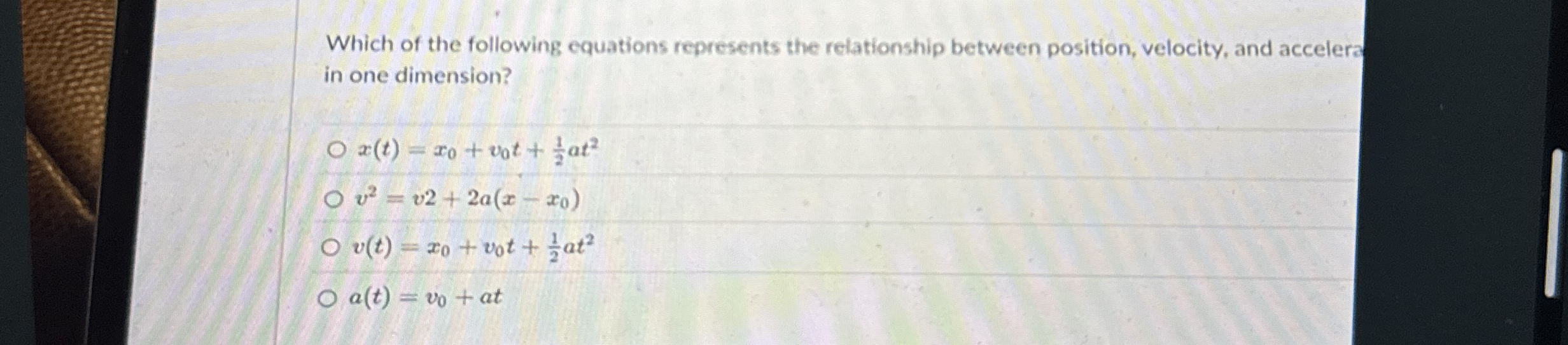 Solved Which of the following equations represents the | Chegg.com