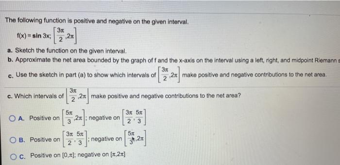 Solved The following function is positive and negative on | Chegg.com