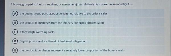 Solved A buying group (distributors, ﻿retailers, or | Chegg.com