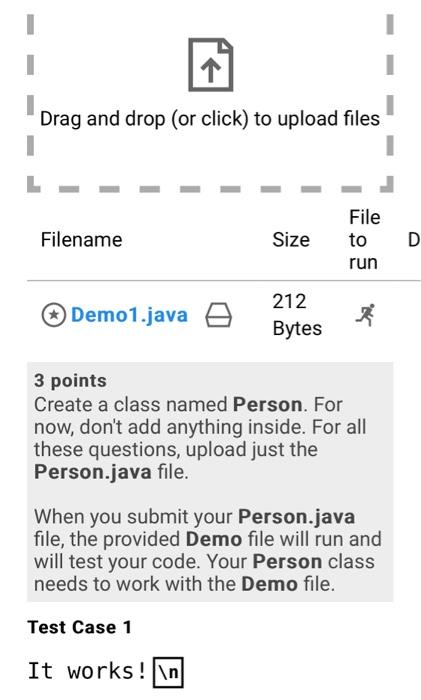 Solved Create a class namee Person. For now, don't add | Chegg.com
