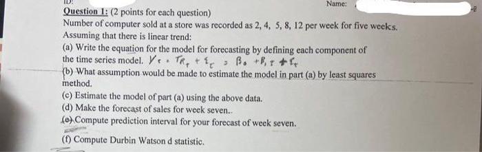 Solved Question 1: ( 2 points for each question) Number of | Chegg.com