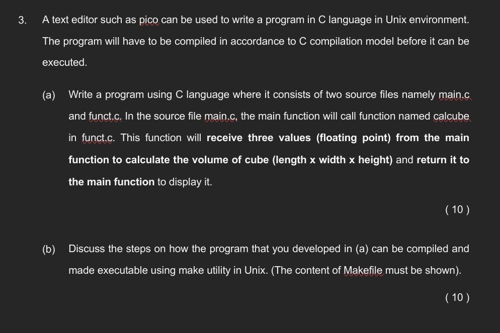 Solved A text editor such as pico can be used to write a | Chegg.com