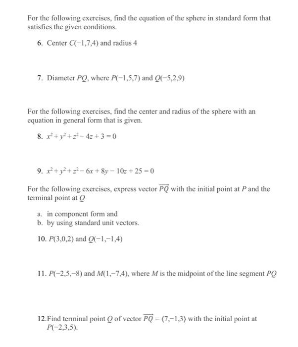 Solved For the following exercises, find the equation of the | Chegg.com