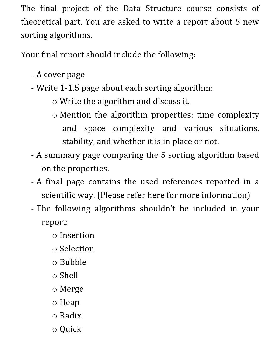 Solved The final project of the Data Structure course | Chegg.com