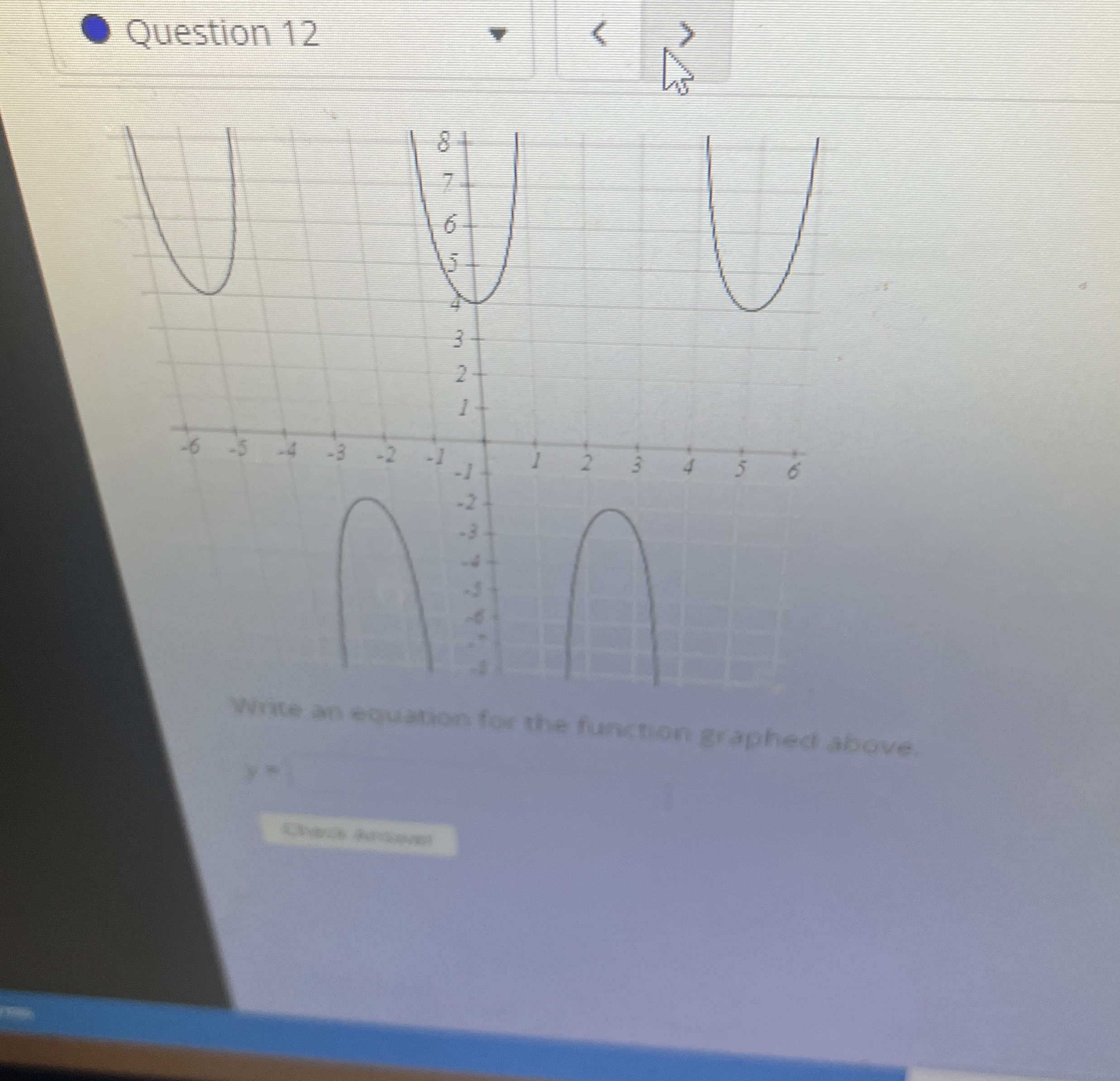 Solved Question 12Write an equation for the function graphed | Chegg.com