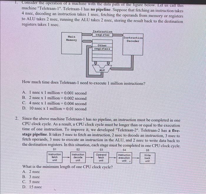 Solved 1. Consider the operation of a machine with the cata | Chegg.com